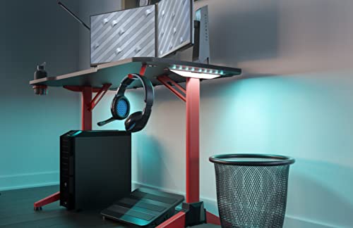 Safco Products Ultimate Computer Gaming Desk, with Under Desk LED Lighting, Cup Holder, Headphone Hook. 47.2 W x 23.6 D x 29.5 H
