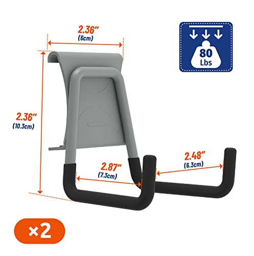 POETISKE Garage Tool Organizer Wall Mount Utiity Hook 2PC Heavy Duty Hanger for Versatile Tools Ladder Chair, 2 Utility hook