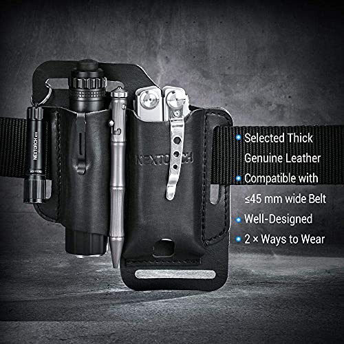 NEXTORCH EDC Leather Sheath, Multitools Sheath,Knife Belt Sheath/Leather Flashlight Holster/EDC Pocket Organizer Sheath for men, FLashlight Sheath for Knives/Flashlights/Tactical Pens/Tools
