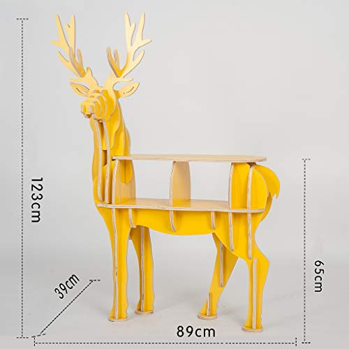ROLTIN Storage Shelf DVD Bookcase Storage Rack Bookshelf Animal Shelf Male Deer Shape Flower Stand Model Room Coffee Table Clothing Store Landing Decoration (Size : 108 * 52 * 1