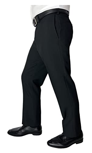 Sir Gregory Men's Fitted Flat Front Dress Pants with Expandable Waistband Black 34