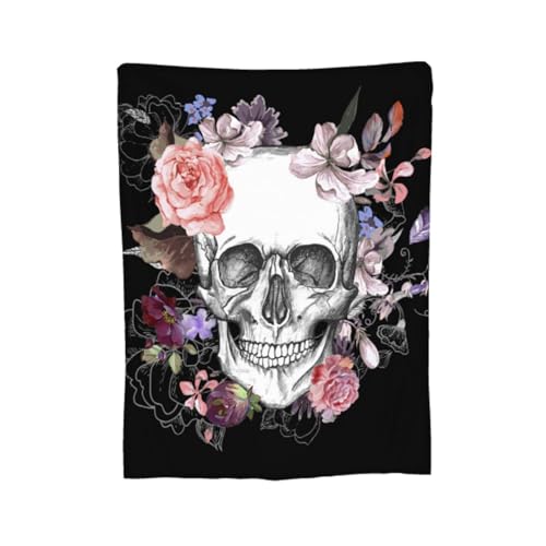Skull Throw Blanket Soft Warm Cozy Winter Decorative Gothic Flannel Fleece Blankets for Living Room Farmhouse Couch Outdoor 60 X 50 inch