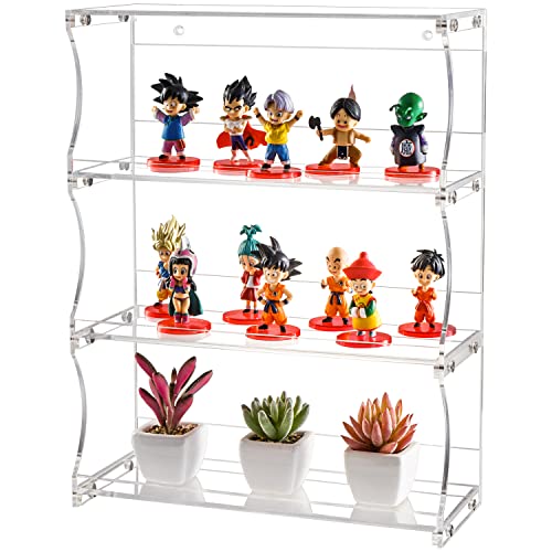 MyGift Clear Acrylic Shelves, Wall Mounted 3 Tier Floating Display Rack, Clear Hanging Shelves, Plastic Shelving