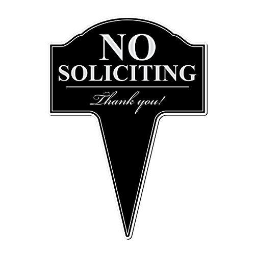 No Soliciting Aluminum Yard Sign with Integrated Stake, Lawn Sign, No Solicitors Metal Sign, Classy Non-Soliciting Sign for Home or Business Use 10x14
