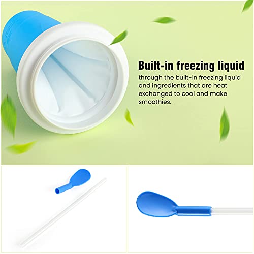 Slushie Maker Cup(2 Pack), Magic Quick Frozen Slushy Cup, Double Layer Squeeze Cup, Cool Stuff Birthday Gifts for Kids(Blue&Green)