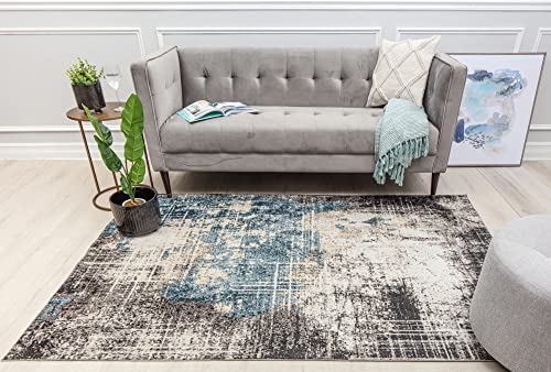 Rugs America Jaelyn JD45B Midnight Distressed Transitional Black Area Rug, 2'6" x 4'