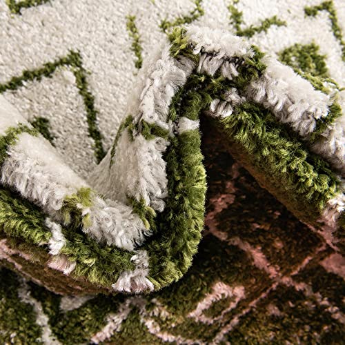 Rugs.com Moroccan Trellis Collection Rug β 6' x 9' Ivory Green Medium Rug Perfect for Bedrooms, Dining Rooms, Living Rooms