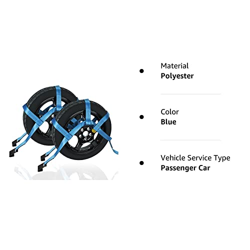Set of 2 Tow Dolly Straps with Flat Hook,Blue Basket Strap,Fits Most 16-20" Tires Webbing Ratchet Strapsā¦