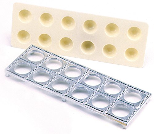 Norpro 3 Piece Ravioli Maker and Press Set with Rolling Pin, Large, White and silver