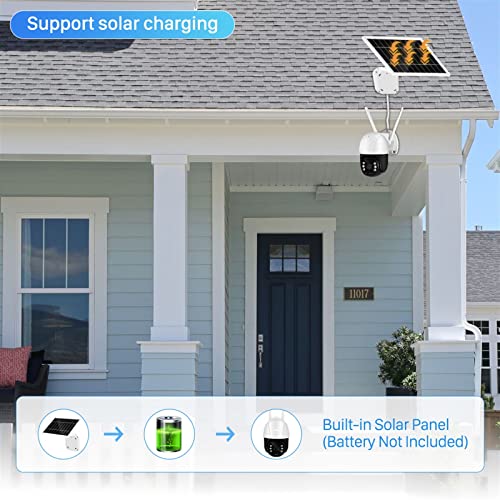 Security Camera Camera 3MP Wifi Solar Camera Outdoor PIR Human Detection Wireless PTZ Camera 30M Color Night Vision 2-Way Audio Home Security IP Camera Surveillance Camera with Spotlight ( Size : 3MP
