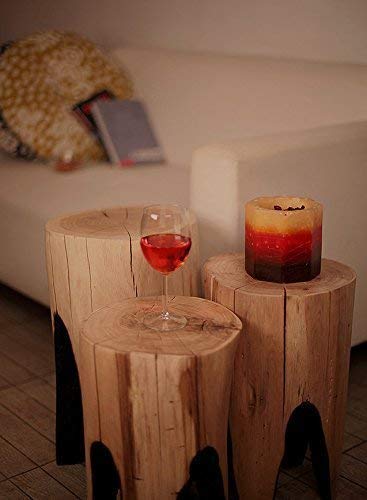 Reclaimed Wood Side Coffee Tables (Set Of Three), Log Furniture, Tree Stump Table, Home Decoration, Rustic Dorm Decor