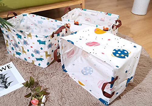 Rectangle Storage Baskets Canvas Fabric Organizer Bin for Kids Toys, Books, Clothes, Pets & Gifts - Perfect for Home/ Office / Nursery/ Shelves(Leaf)