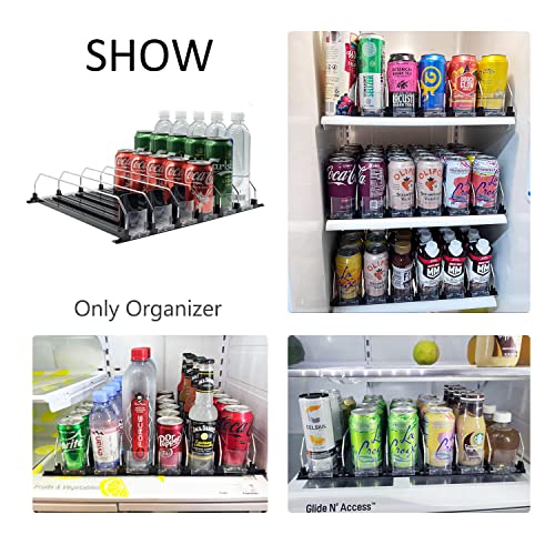 NagTour Drink Organizer for Fridge - Soda Dispenser Display with Smooth and Fast Pusher Glide - Holds up to 30 Cans (6, 38CM)