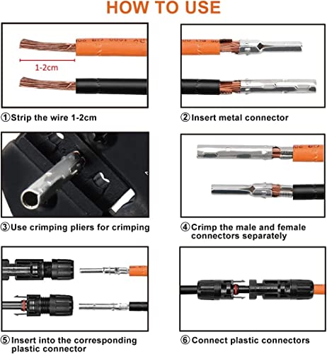 Preciva Solar Crimping Tool Kit for 2.5-6.0mm²/AWG26-10 Solar Panel PV Cable with 10PCS Male Female Solar Panel Cable Connectors and 2PCS Spanners Wrench