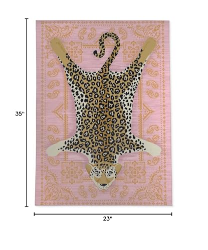 Vintage Boho Style Cheetah Print Area Rug 2x3 Red Leopard Wool Rug for Living Dining Room Bedroom Washable Anti Slip Stain Shedding Foldable Low Pile Soft Carpet