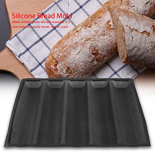 Silicone Baguette Pan French Bread Pans Oblong Shape Bread Molds 5 Loaf French Bakeware Tray for Baking Cooking Kitchen