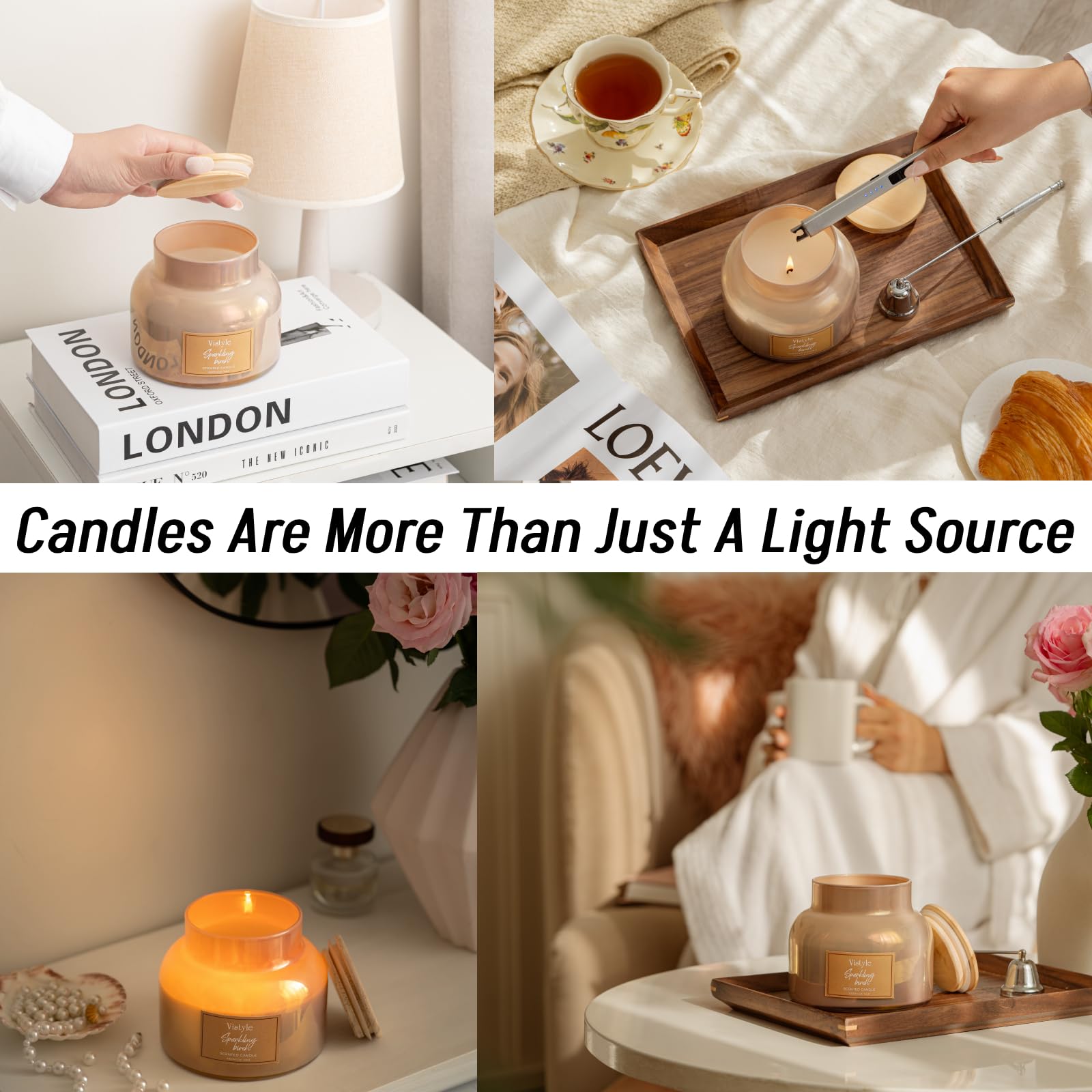 VISTYLE Scented Candle, 16 Oz Large Jar Candle up to 65+ hours burn time, Sparkling Birch scented, Non-Toxic, Candles for Home Decor & Aromatherapy