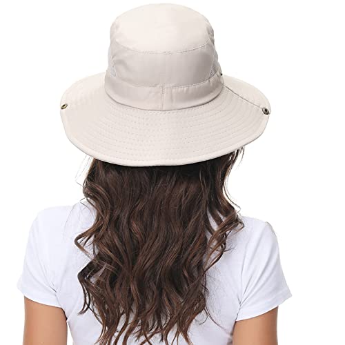 Summer Sun Hat Women Wide Brim Breathable Outdoor Hiking Hat Summer Fishing Hat with Adjustable Drawstring