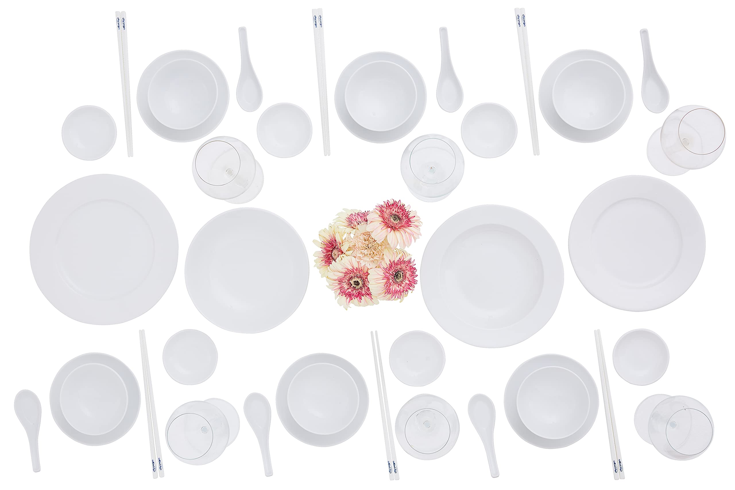 Nethan by MinhLong Premium Porcelain Ceramic Rice/Soup Bowl Set of 6 (Plain White)