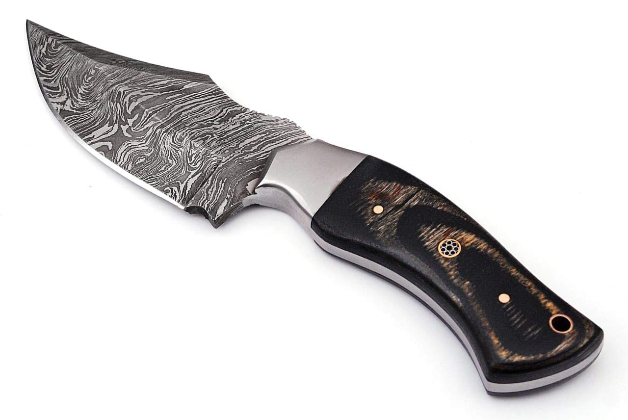 Grace Knives Handmade Damascus Steel Hunting Knife Fixed Blade Camping Knife 8.5 Inches with Leather Sheath G-2014