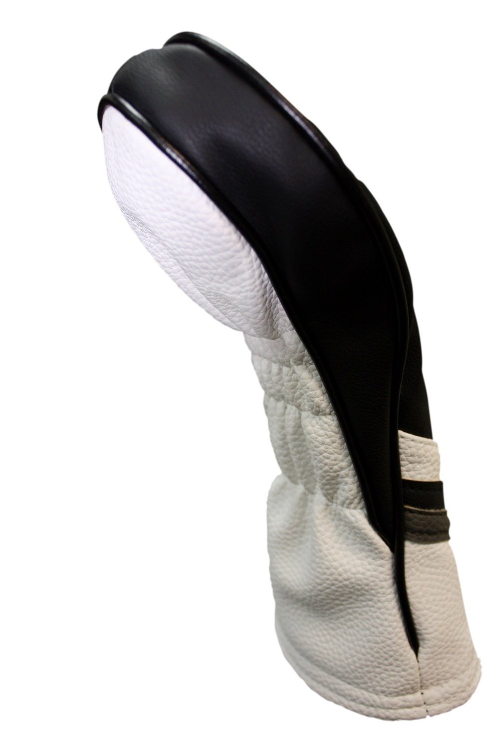 Golf Headcover Black and White Leather Style #5 Fairway Head Cover Fits Fairway Wood Clubs