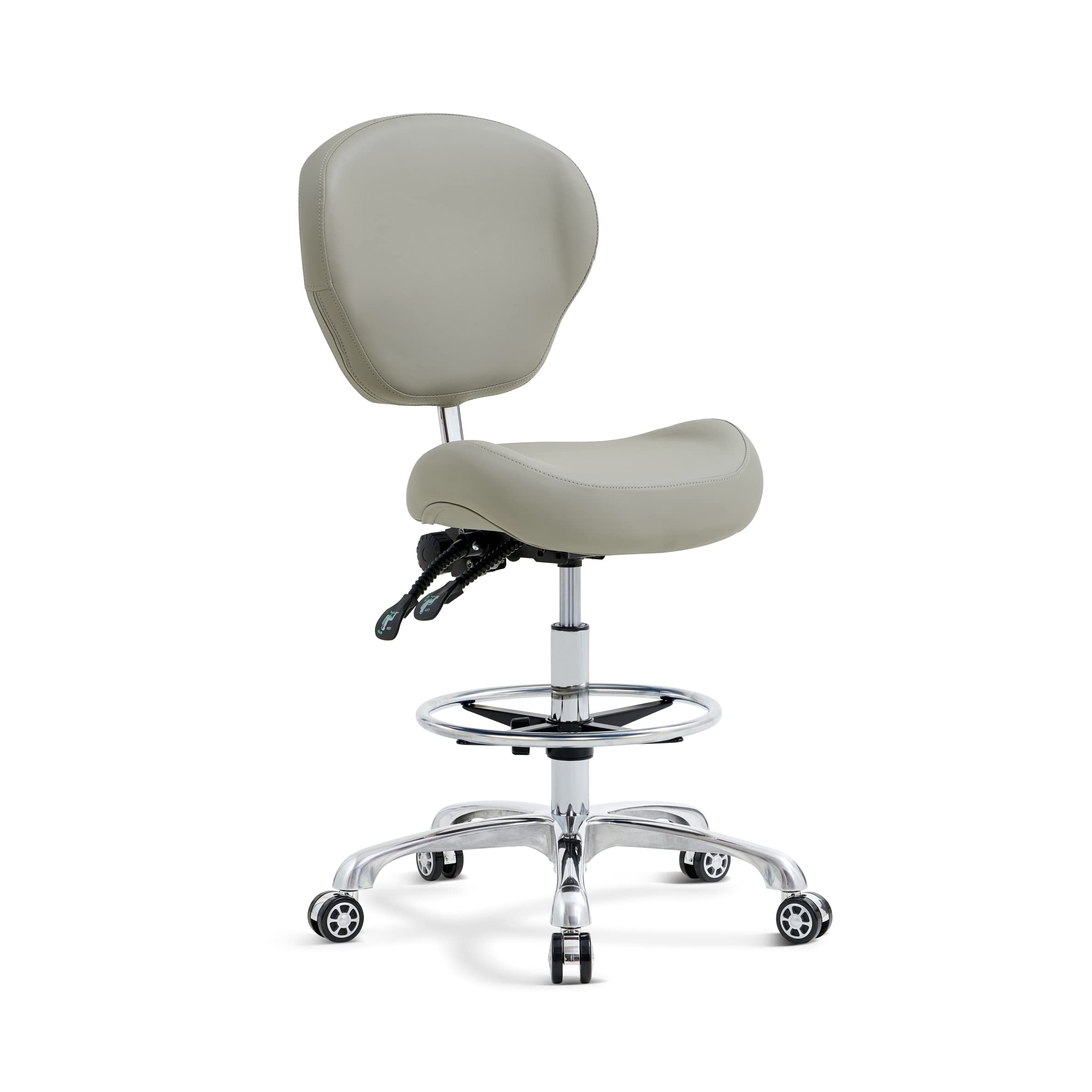 Kastele Ergonomic Home Office Desk Chair - Swivel Adjustable Comfortable Task Chair with Lumbar Support, Foot Ring and Rolling casters for managerial, Executive, Drafting,Computer, Grey