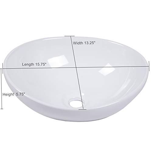 Oval Vessel Sink - Mocoloo 16β x 13β Bathroom Sink Countertop Oval Shape Small Bathroom Sink White Porcelain Ceramic vanity Bowl, Above Counter Modern Art Bsin.