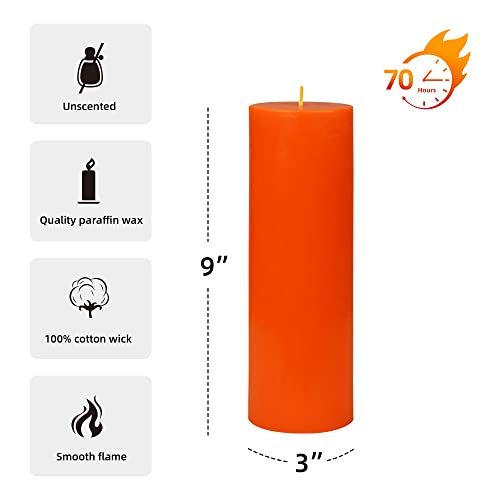 Zest Candle Pillar Candle, 3 by 9-Inch, Orange