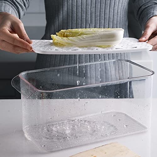 Redrubbit Fridge Food Storage Containers Bins Produce Saver with Vented Lids, Stackable Refrigerator Freezer Organizer with Removable Drain Tray, Fresh Keeper, 3 Pack