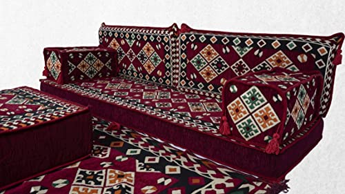 Maroon Arabic Majlis Floor sofa, Floor couch, Loveseats,Floor seating sofa,Ethnic sofa, Hookah Lounge,Ottoman Couch,Arabic Couch,Arabic sofa