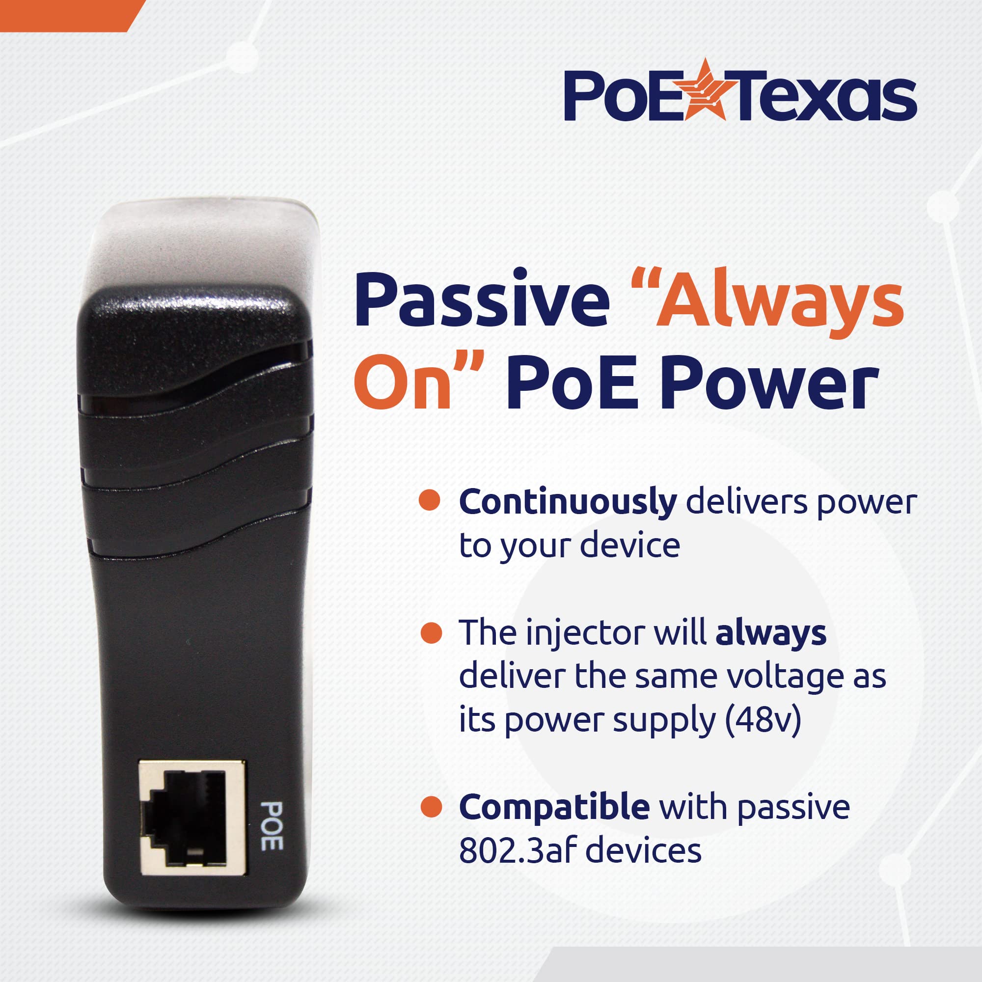 PoE Texas Raspberry Pi PoE Hat PoE Injector - Single Port Power Over Ethernet Passive PoE Adapter