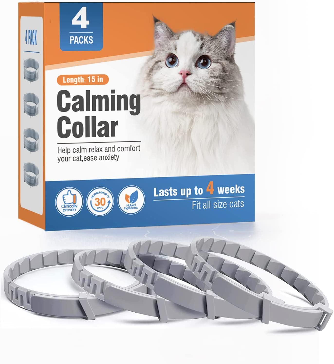 PAIFAC Calming Collar for Cats,Long-Lasting Pheromone Collar Help Calm Relax and Comfortyour Cat, Ease Anxiety,4 Pack