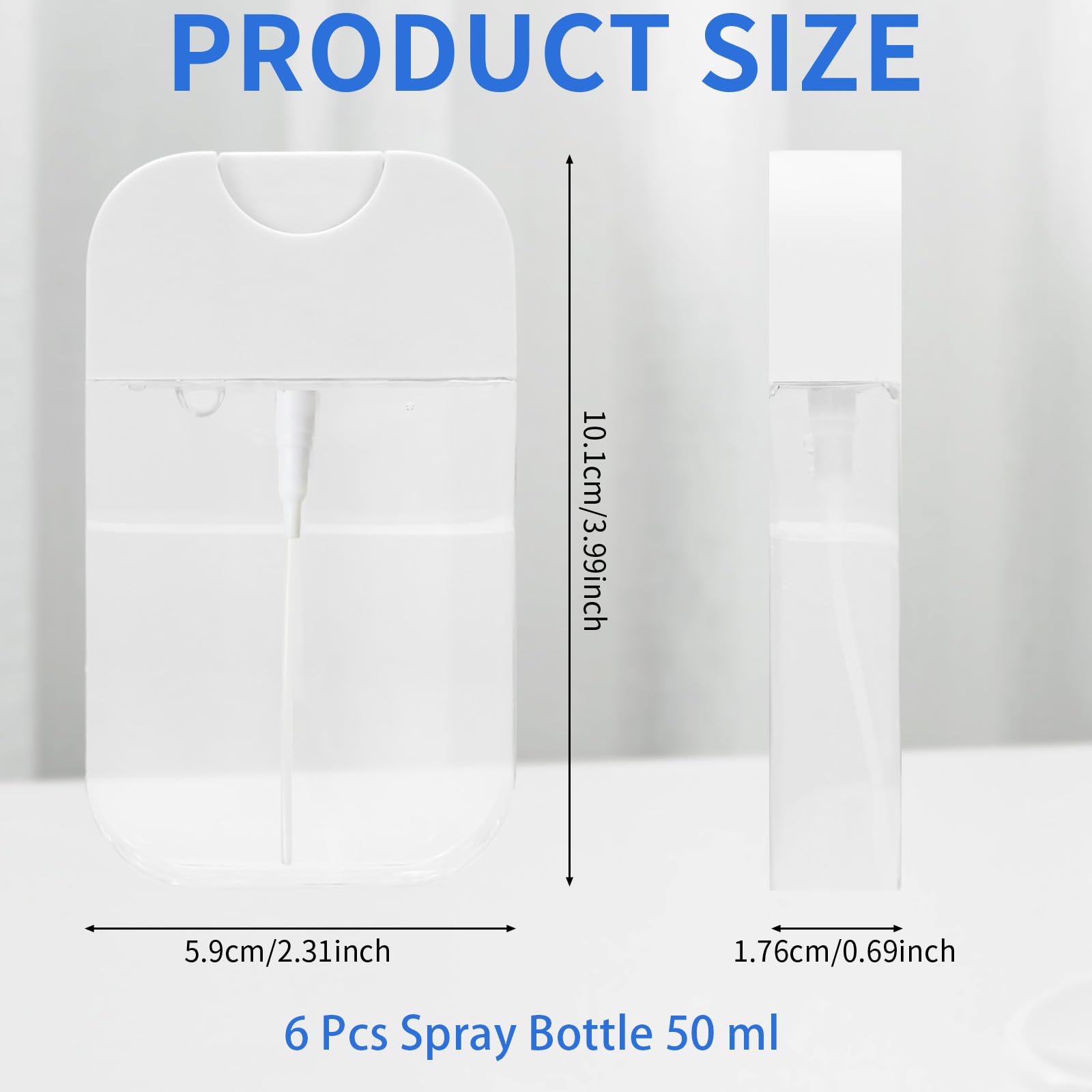 Rimoev 6 PCS Clear Spray Bottles, Portable Card Spray Bottles, 50 ML Refillable Plastic Perfume Atomizer Vials, Suitable Perfume, moisturizing water, hand sanitizer