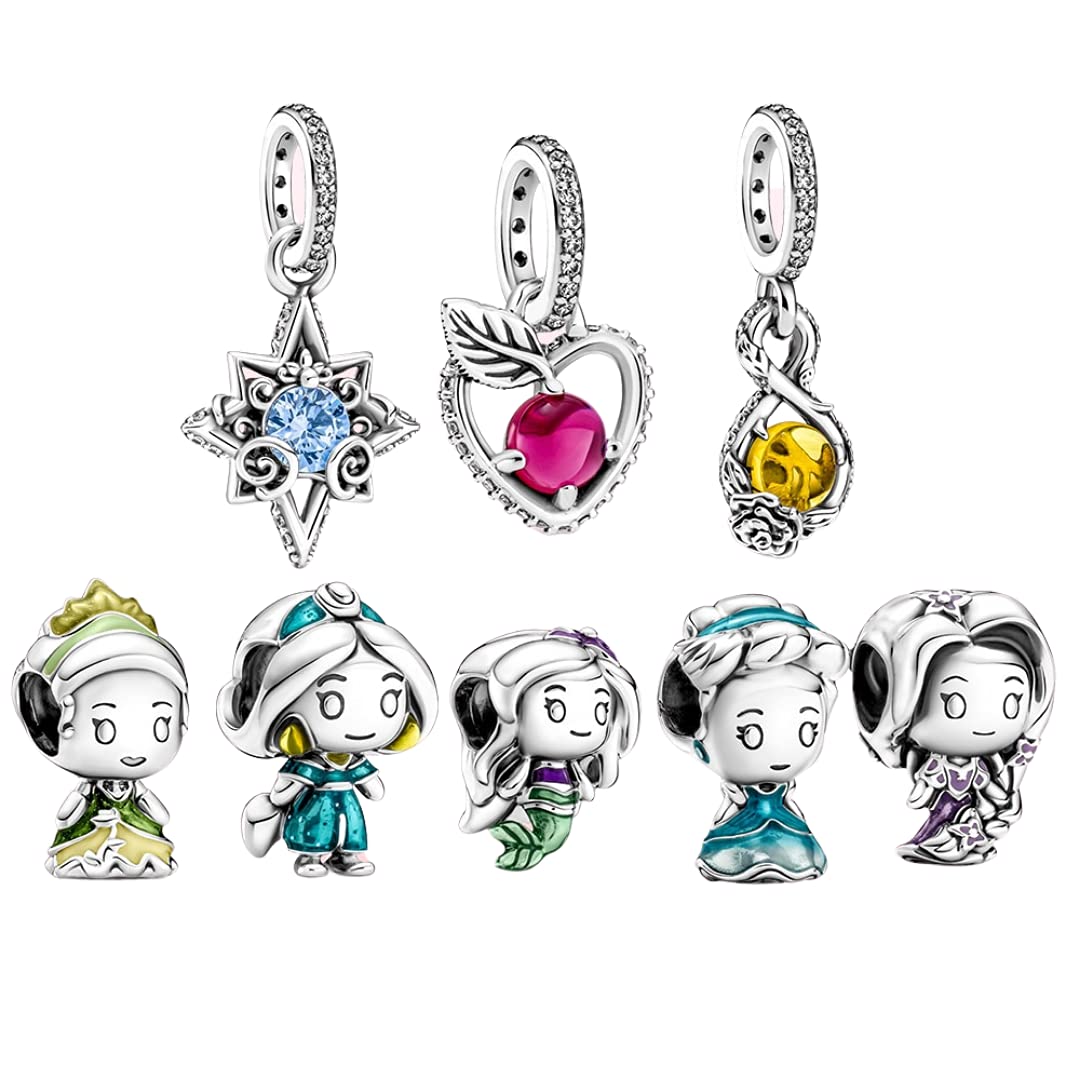 Jahn S925 Charms - Sterling Silver Cartoon Princess Charm - Bracelet Charms - Compaitble With Pandora Charm Bracelets (Tangled, Rapunzel Charm)