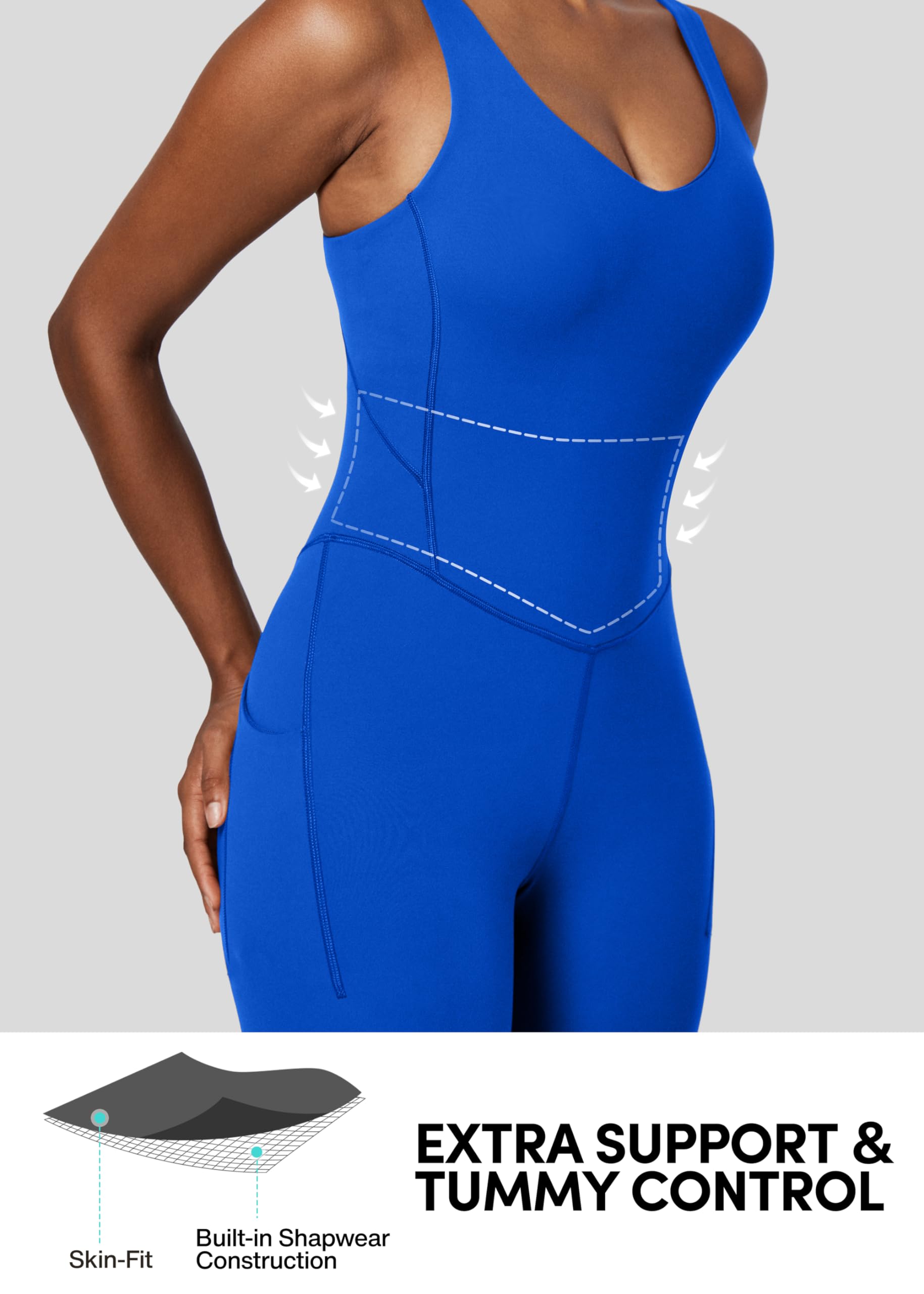 IUGA One Piece Jumpsuits for Women Tummy Control Workout Romper Unitard Bodysuit Bodycon Jumpsuit Built-in Bras