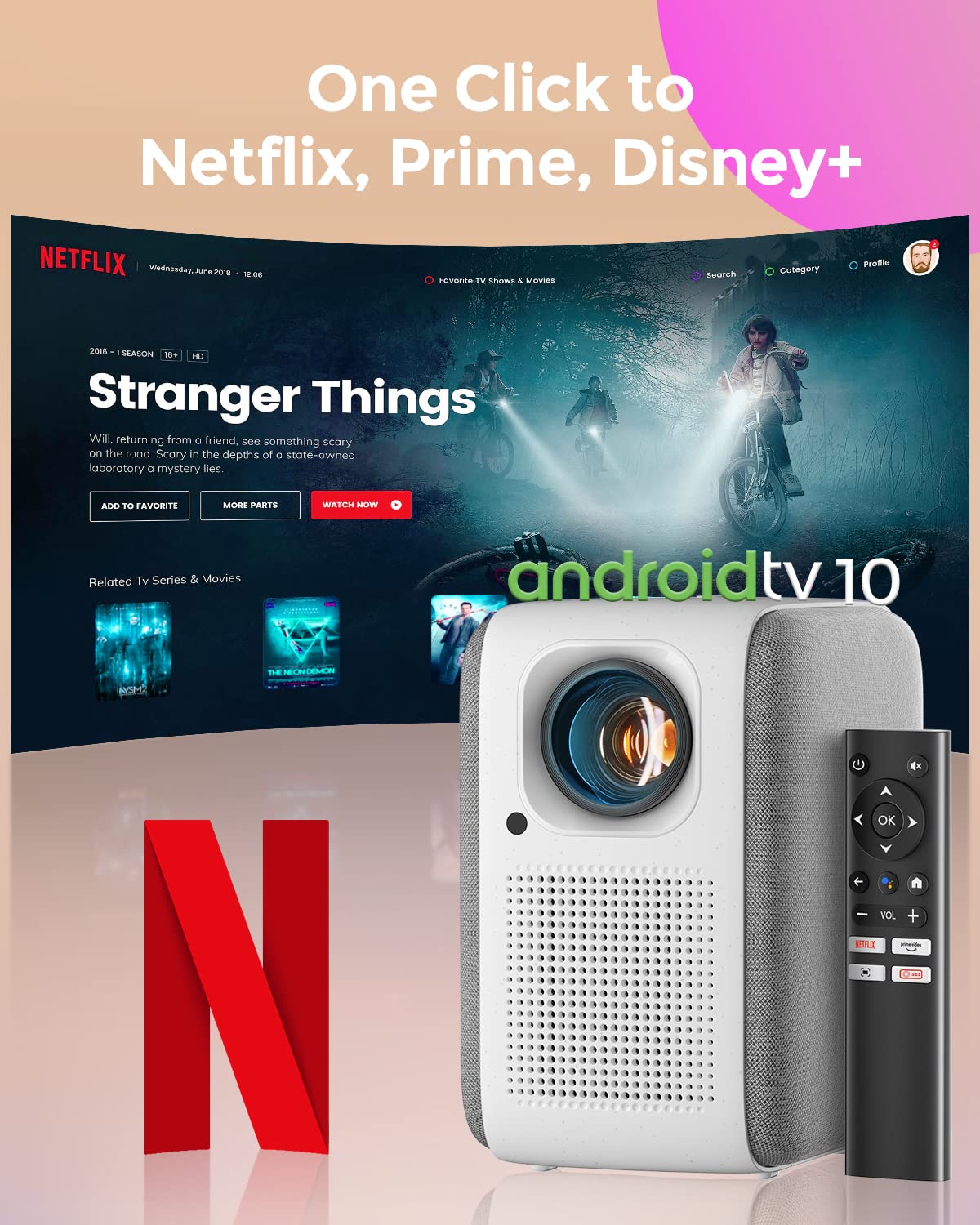 Pokitter CineMax Pro 1080P Projector & Pokitter Projector Tripod