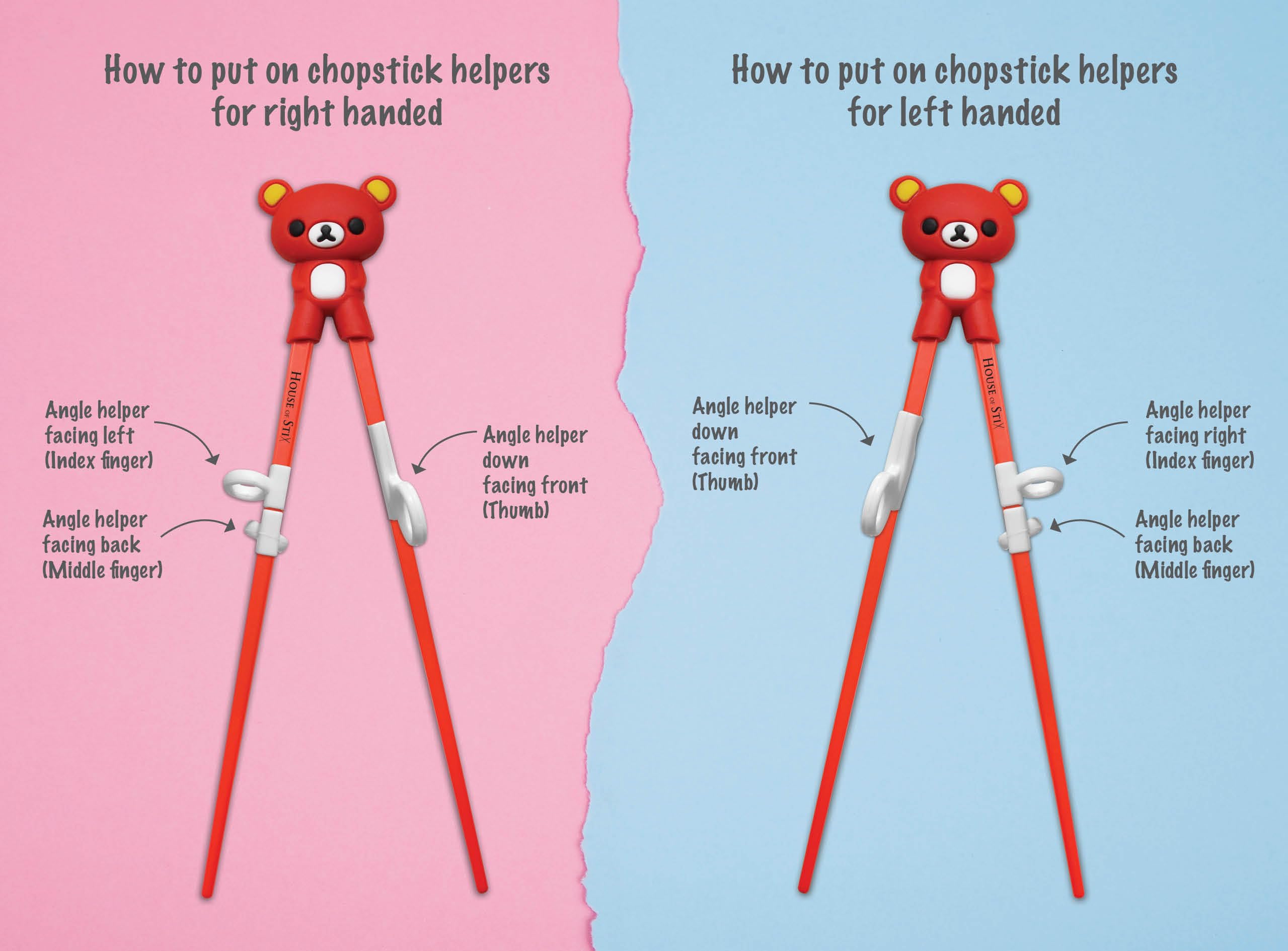 Kids chopsticks for kids children beginner adults toddler training chopsticks with reusable helper (Bears 5-Pack)