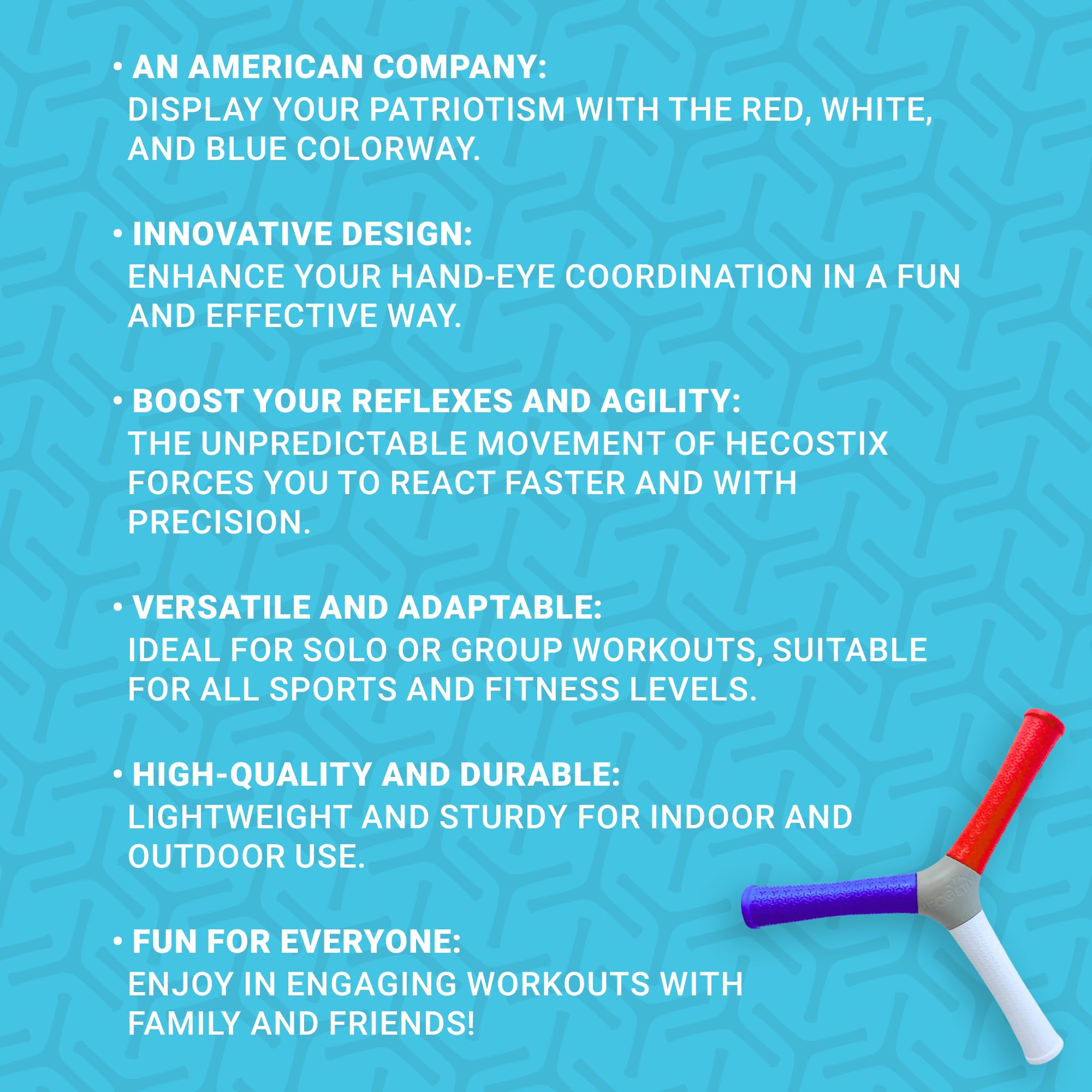HECOstix - Red White Blue - Hand Eye Coordination & Reaction Speed Training Tool β Improve Sports Performance, Exercise, and Fun for All Ages