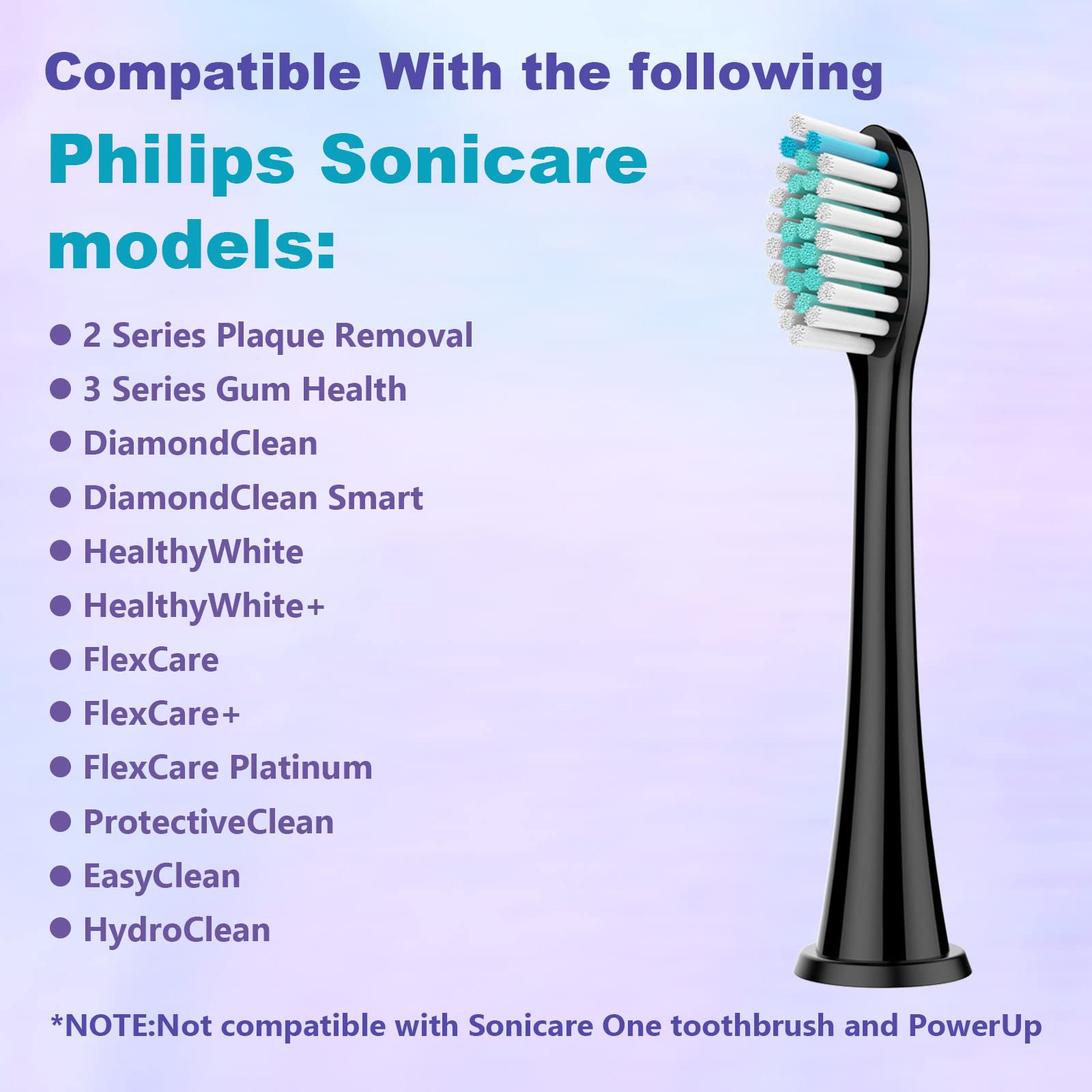 Replacement Toothbrush Heads Compatible with Philips Sonicare, 8 Brush Heads (3rd Gen, 2023 Release) (Black)