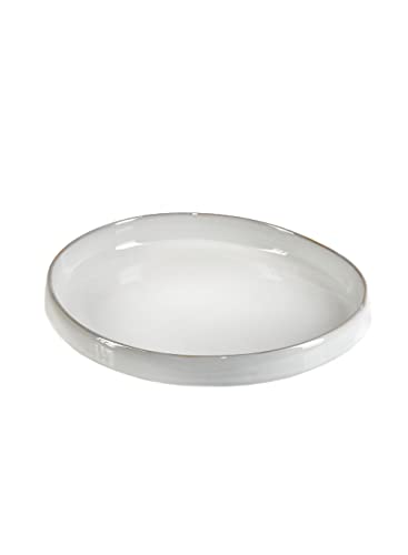 Serene Spaces Living Large Round White Ceramic Platter, Food-Safe, Appetizer, Dessert, Fruit Decorations, Serving Platter, Storage Platter for Candles, Cosmetic, Jewelry, 12" Diameter & 1.5" Tall