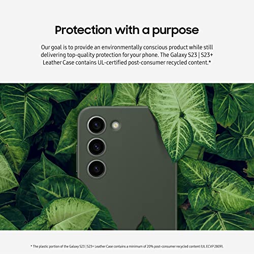 SAMSUNG Galaxy S23 Leather Phone Case, Premium Protective Cover w/Front and Back Protection, Soft Grip, US Version, EF-VS911LGEGUS, Green