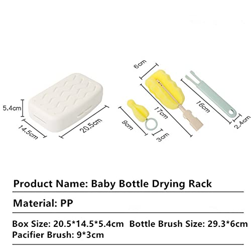 Travel Baby Bottle Drying Rack with Bottle Brushes for Baby Bottles Teats Nipples Cups Pump Parts and Accessories