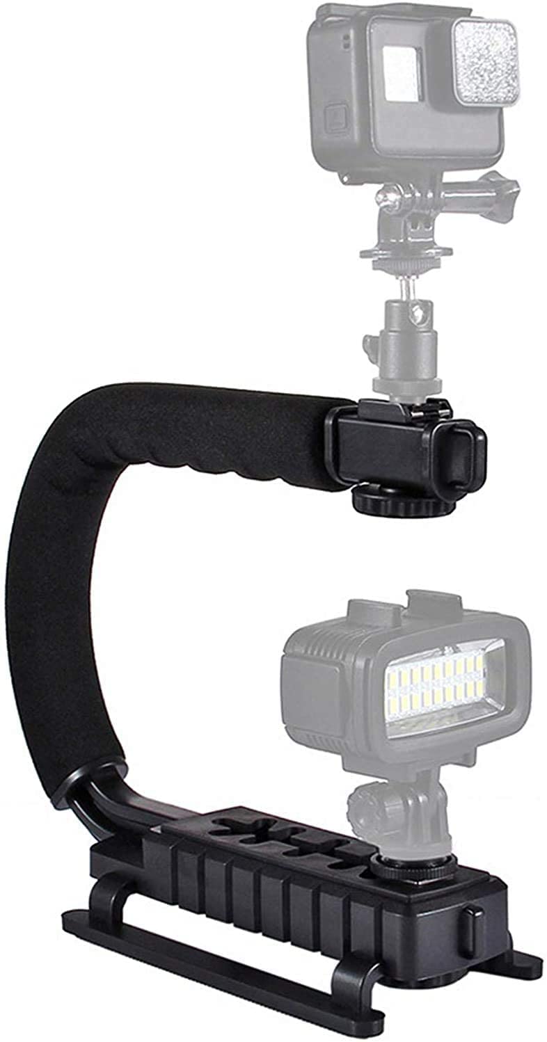 GOTOTOP Handheld Camera Stabilizer, Shoe Mounts U/C Shaped Bracket Holder Handle Handheld Video Action Stabilizer Grip for Canon Nikon Sony DSLR Camera Camcorder