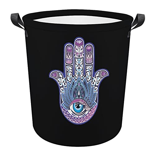 Tribal Fatima Hand Large Laundry Basket Hamper Bag Washing with Handles for College Dorm Portable