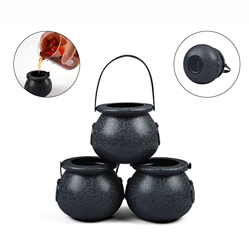 YoHold Plastic Cauldron, Mini Black Witch Cauldron, Candy Cauldron Kettles for Halloween, St Patrick's Day, Wizard Theme Party Decorations, 1 Dozen(12PCS), Black