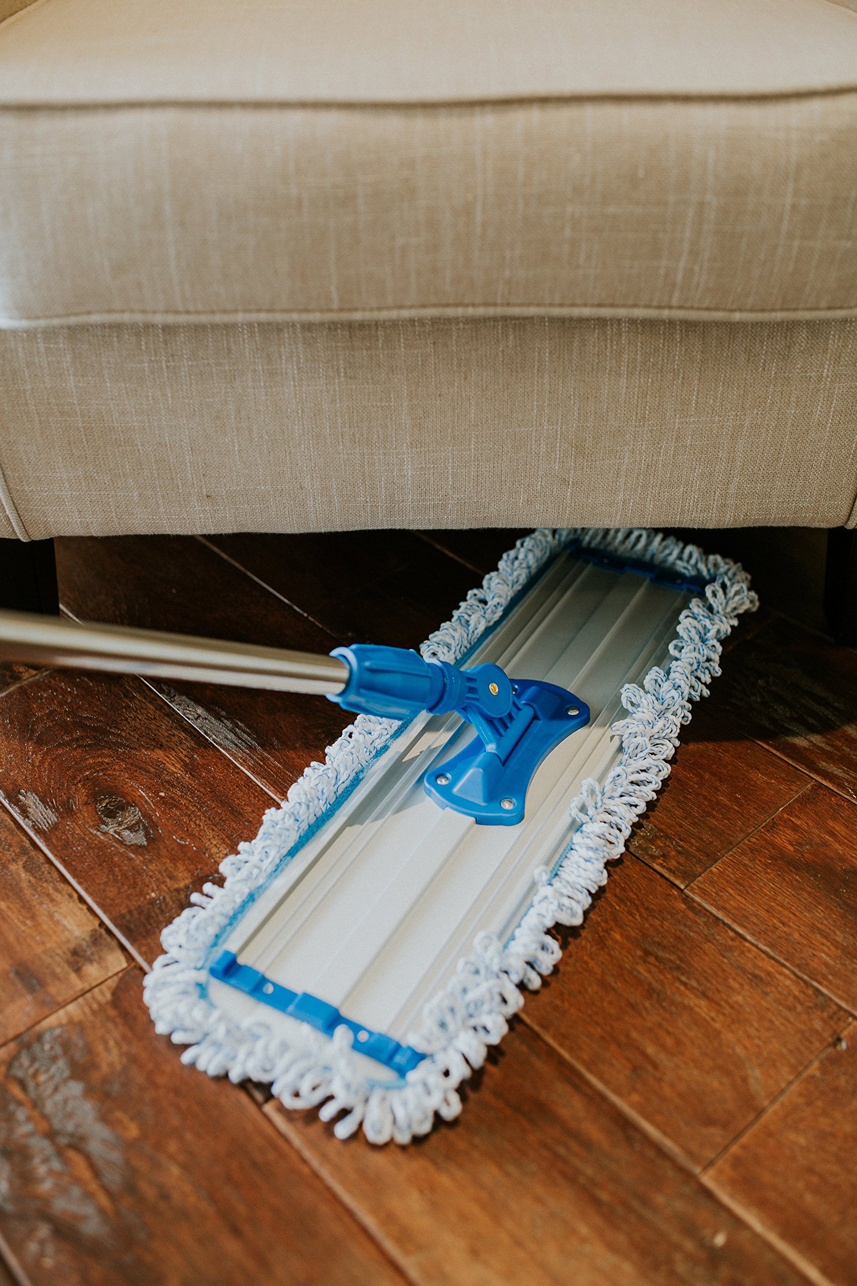 Zflow 18" Microfiber Dust Mop Pads 2-Pack - Premium Commercial Grade Washable Pads (18", Blue)