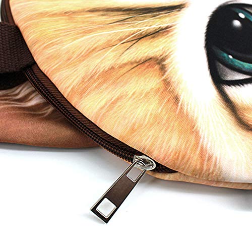 Good Bag Women's Shoulder Bag Zipper Tote Bag with Cute Lifelike Yellow Cat Head Printing