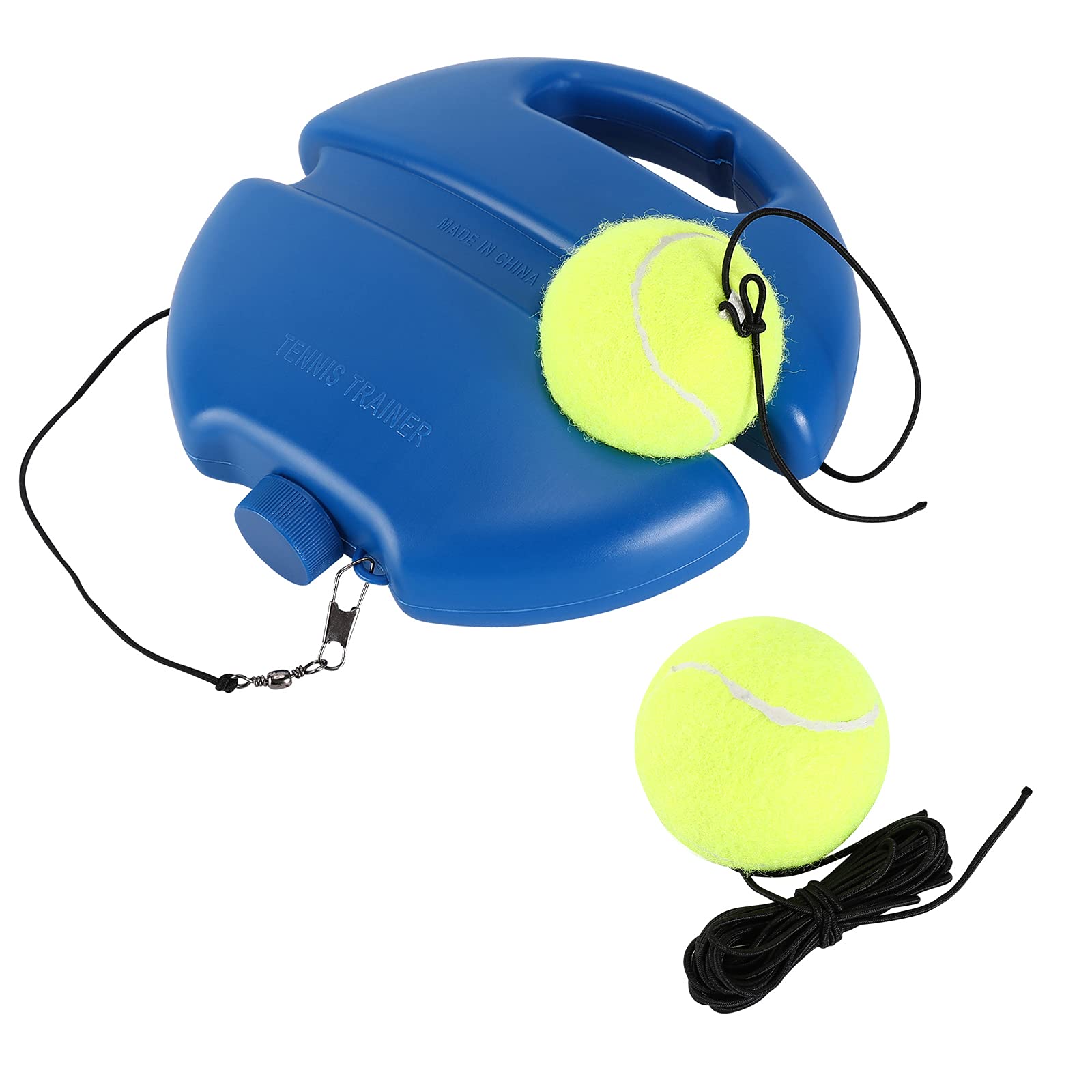 GSM Brands Tennis Trainer Ball Rebounder, Solo Training Equipment (1 Rebound Base, 2 Rope + 2 Balls)