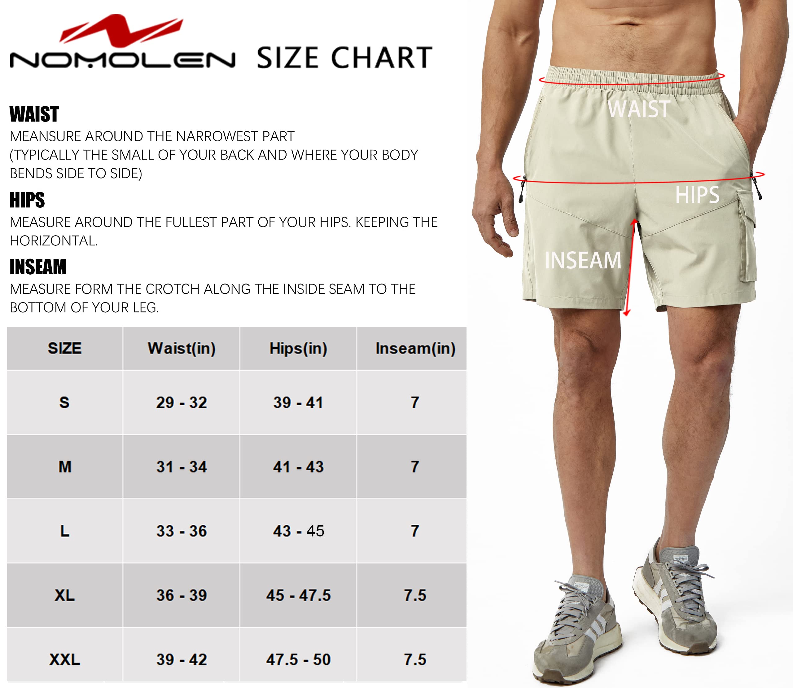 Nomolen Men's Hiking Cargo Shorts Lightweight Quick Dry Athletic Shorts with Multi Pocket for Workout Golf Camping Casual