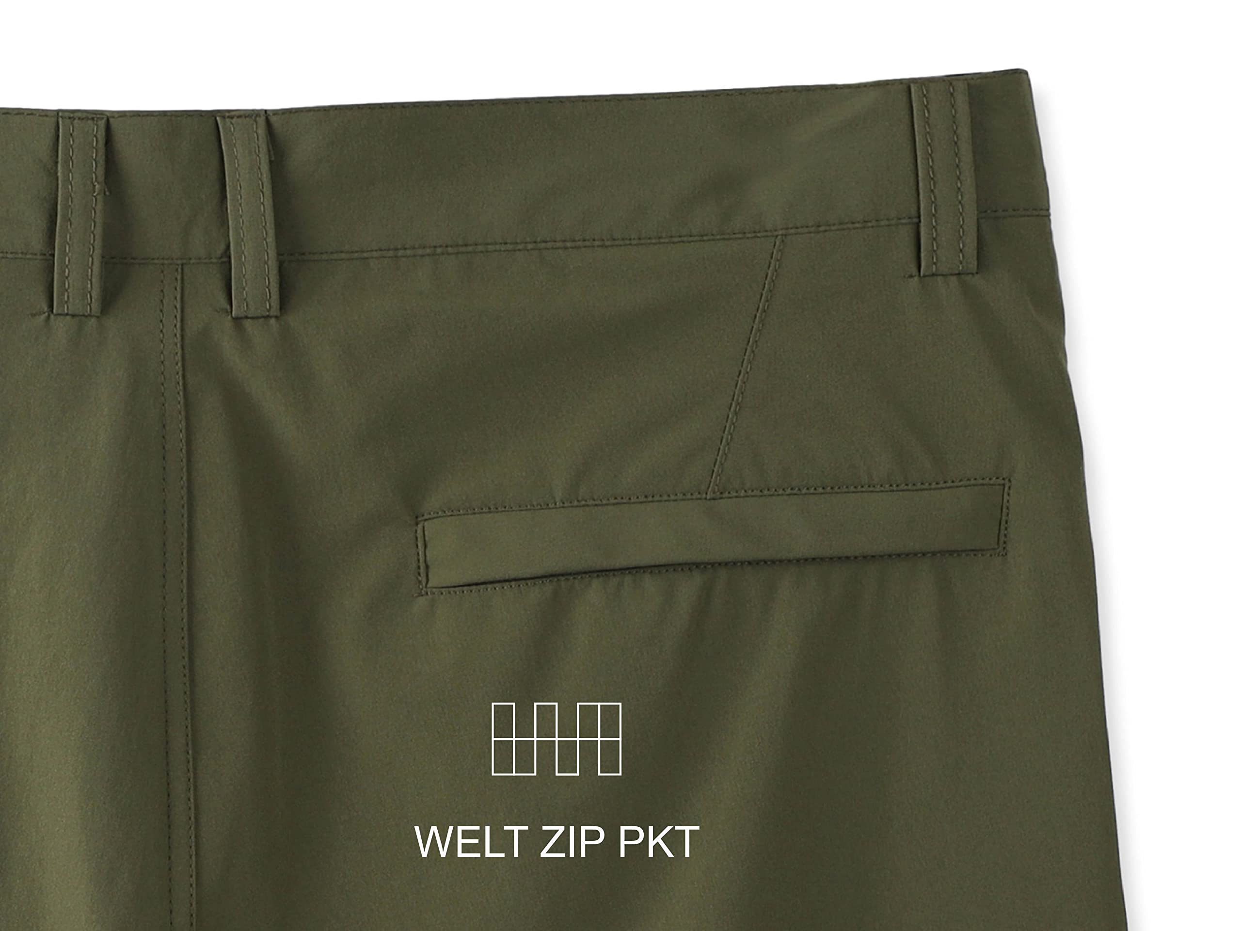 HARBETH Men's Performance Quick Dry Slim Fit 9 Inch Active Hybrid Dress Chino Golf Hiking Shorts Army Green 34